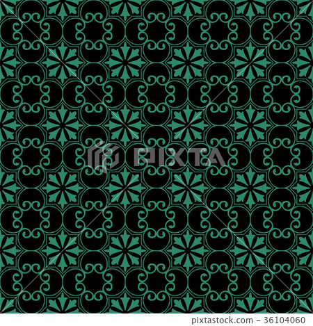 Antique seamless retro green pattern background - Stock Illustration ...