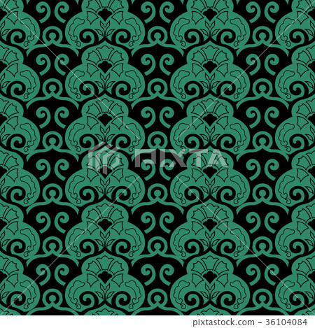 Antique seamless retro green pattern background - Stock Illustration ...