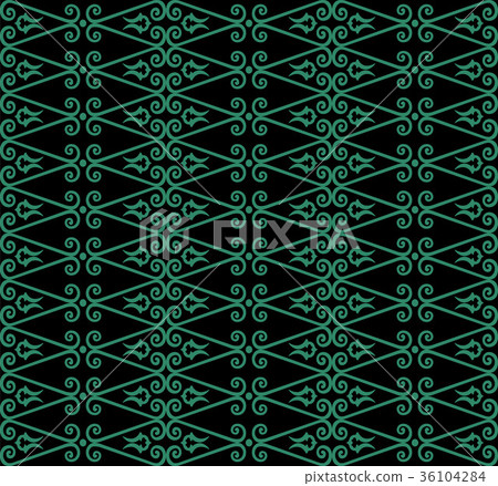 Antique seamless retro green pattern background - Stock Illustration ...
