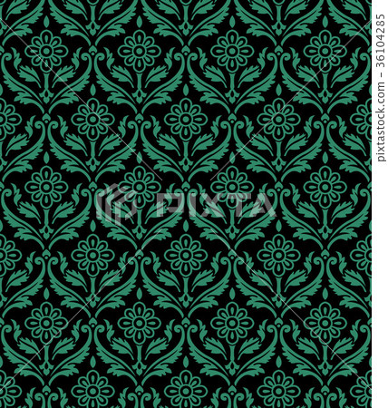 Antique seamless retro green pattern background - Stock Illustration ...
