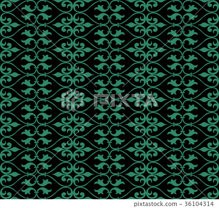 Antique seamless retro green pattern background - Stock Illustration ...