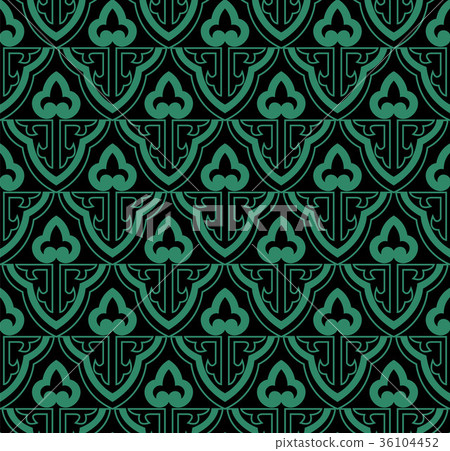 Antique seamless retro green pattern background - Stock Illustration ...