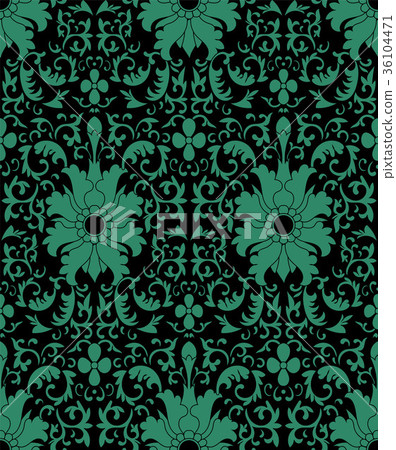 Antique seamless retro green pattern background - Stock Illustration ...