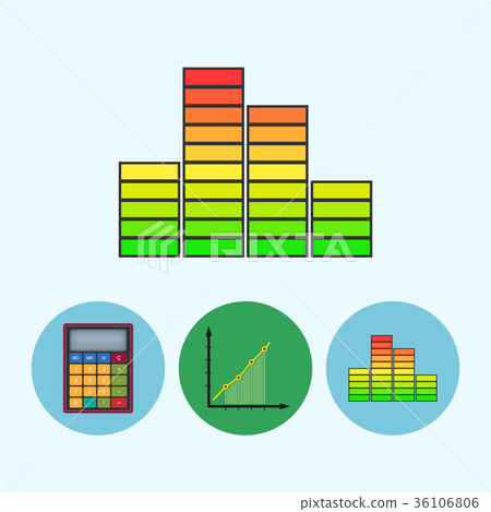 Set icons with calculator, indicator, infographics - Stock Illustration ...