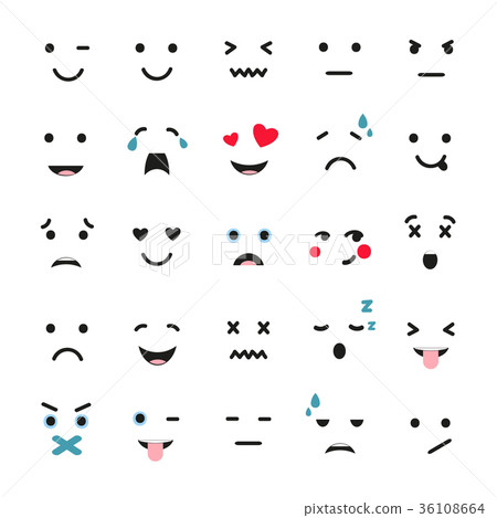 Set of cute emotions isolated on white. Emoji - Stock Illustration ...