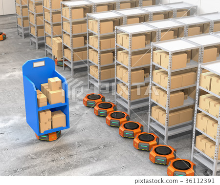 Automatic transport robot on standby at the... - Stock Illustration ...