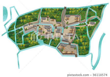 Castle in the Azuchi Momoyama period - Stock Illustration [36118574 ...