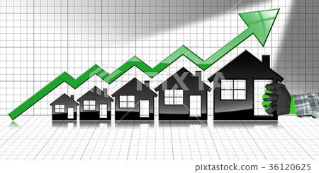 Growing Real Estate Sales - Graph with Houses - Stock Illustration ...