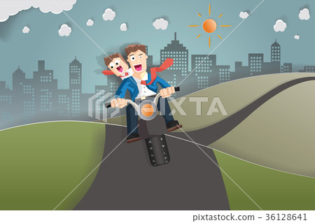 Businessman ride motorcycle in rush hours - Stock Illustration ...
