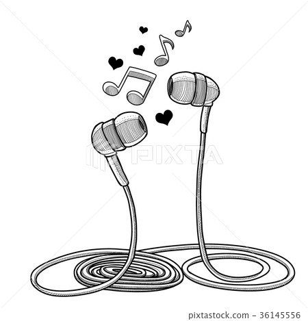 Headphones doodle sketch style vector illustration - Stock Illustration ...
