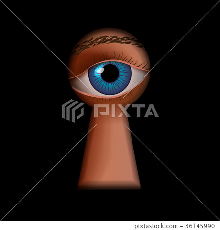 Keyhole shape with human eye behind, spy concept - Stock Illustration ...