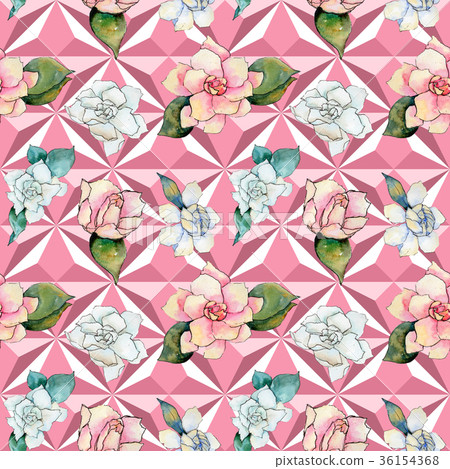 Wildflower gardenia flower pattern in a watercolor - Stock Illustration ...