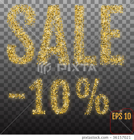 Gold Sale 10%, Gold Percent Off Discount Sign - Stock Illustration ...