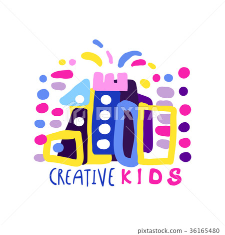 Creative kids logo design template, labels and - Stock Illustration ...