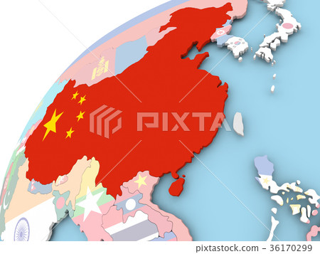 China on globe with flag - Stock Illustration [36170299] - PIXTA
