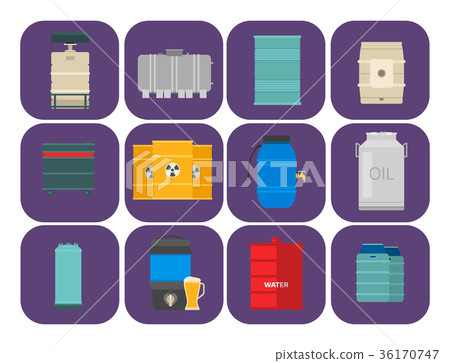 Oil drums container fuel cask storage rows steel - Stock Illustration ...