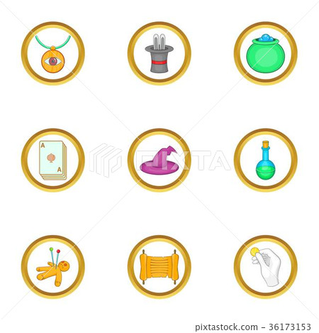 Wizard stuff icons set, cartoon style - Stock Illustration [36173153 ...