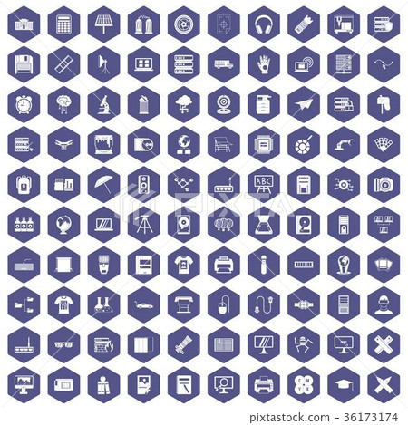 100 printer icons hexagon purple - Stock Illustration [36173174] - PIXTA