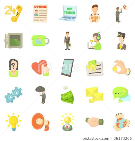 Job contract icons set, cartoon style - Stock Illustration [36173266 ...