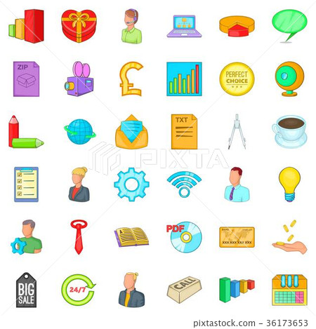 Business marketing icons set, cartoon style - Stock Illustration ...