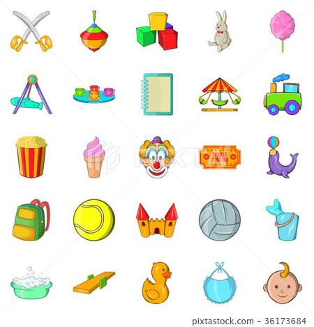 Children activity icons set, cartoon style - Stock Illustration ...