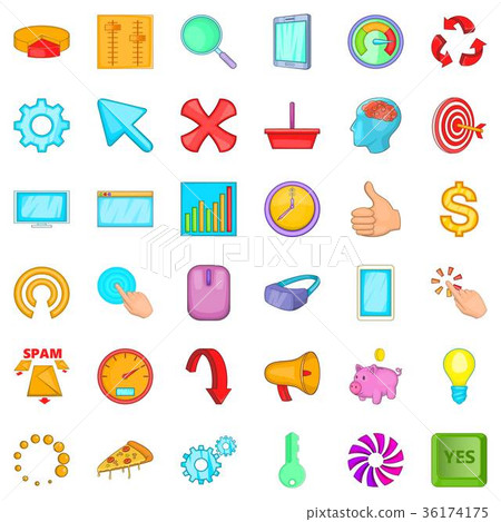 Work letter icons set, cartoon style - Stock Illustration [36174175 ...