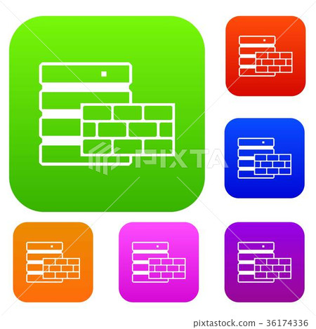 Database and brick wall set collection - Stock Illustration [36174336 ...