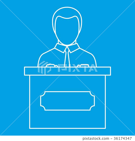 Orator speaking from tribune icon, outline style - Stock Illustration ...