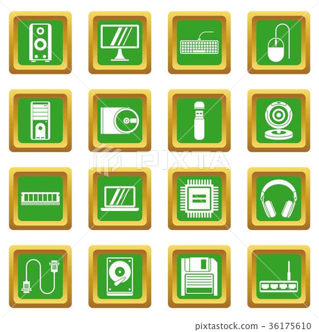 Computer icons set green - Stock Illustration [36175610] - PIXTA