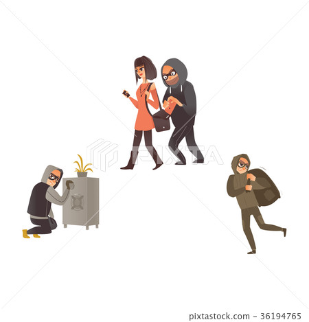 vector cartoon thiefs scenes set - Stock Illustration [36194765] - PIXTA