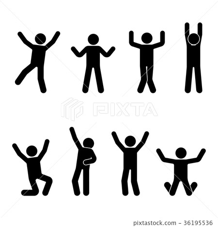 Stick figure happiness, freedom, motion set - Stock Illustration ...