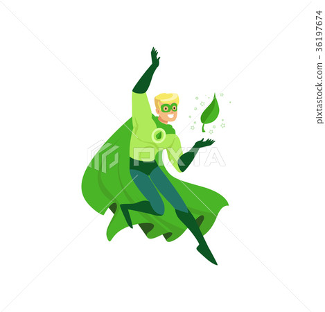 Cartoon character of eco superhero with powers in - Stock Illustration ...