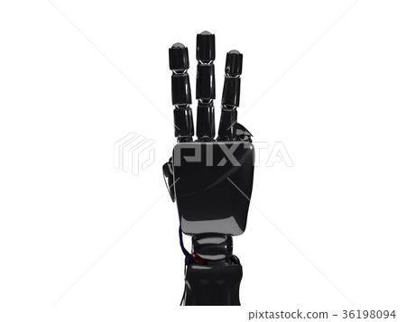 Robotic hand shows three fingers. 3d rendering - Stock Illustration ...