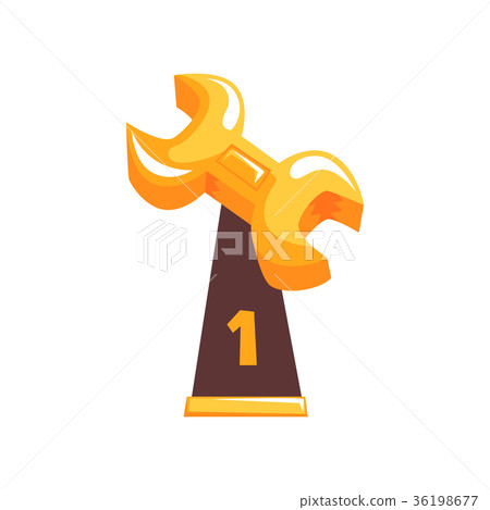 Vector winner golden trophy in form of wrench on - Stock Illustration ...