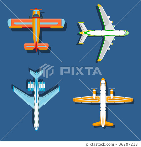 Vector airplane illustration plane top view and - Stock Illustration ...