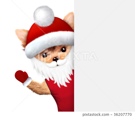 Funny Dog Santa with beard. Christmas concept - Stock Illustration ...