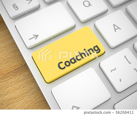 Coaching on Yellow Keyboard Button. 3D. - Stock Illustration [36208411 ...