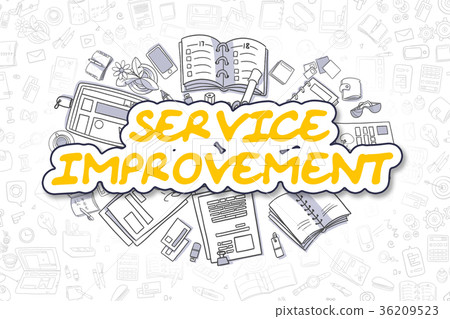 Service Improvement - Cartoon Yellow Word. - Stock Illustration ...