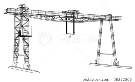 Gantry crane. Wire-frame. Vector EPS10 format - Stock Illustration ...