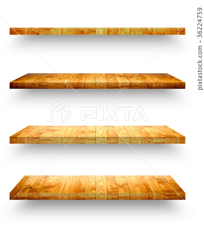 Wooden shelf template set isolated - Stock Illustration [36224759] - PIXTA