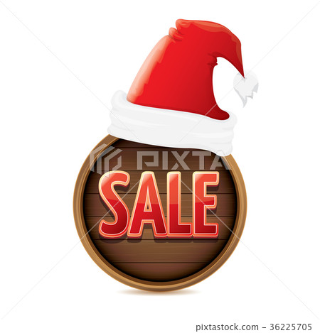 vector red Santa hat with special sale sign tag - Stock Illustration ...