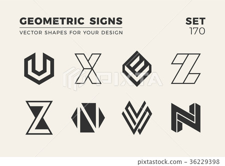 Set of eight minimalistic trendy shapes. Stylish - Stock Illustration ...