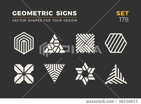 Set of eight minimalistic trendy shapes. Stylish - Stock Illustration ...