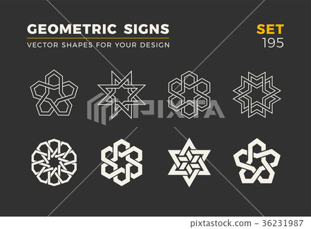 Set of eight minimalistic trendy shapes. Stylish - Stock Illustration ...