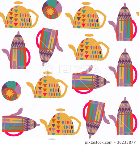 Abstract tea pot seamless pattern. - Stock Illustration [36233877] - PIXTA
