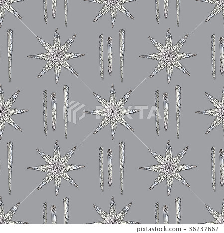 Hand drawn crystals pattern. Abstract stars - Stock Illustration ...