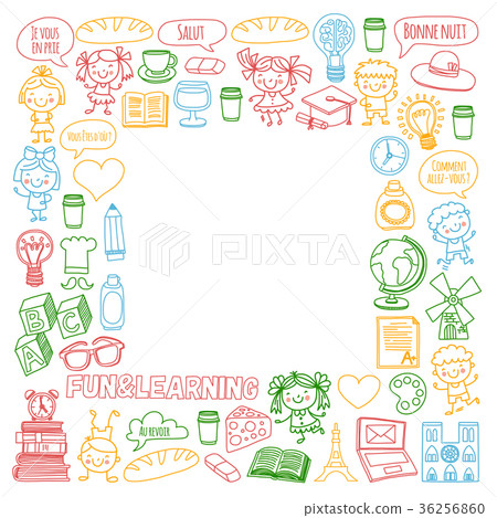 Paris, France. French class. French language. Boys - Stock Illustration ...