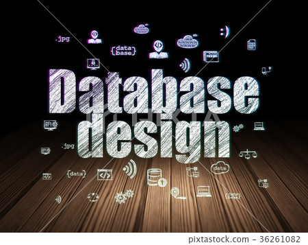 Software concept: Database Design in grunge dark - Stock Illustration ...