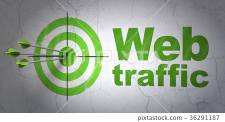 Web design concept: target and Web Traffic on wall - Stock Illustration ...
