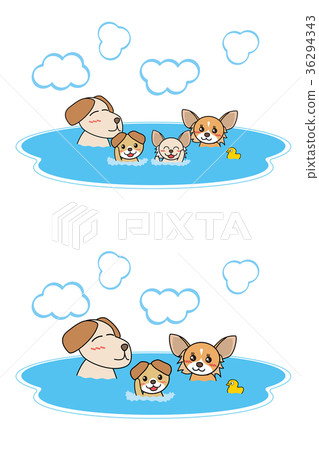 Hot spring of dog family a_ - Stock Illustration [36294343] - PIXTA
